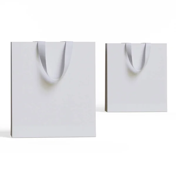 Shopping Bag White Color Realistic Paper Texture Isolated White ...