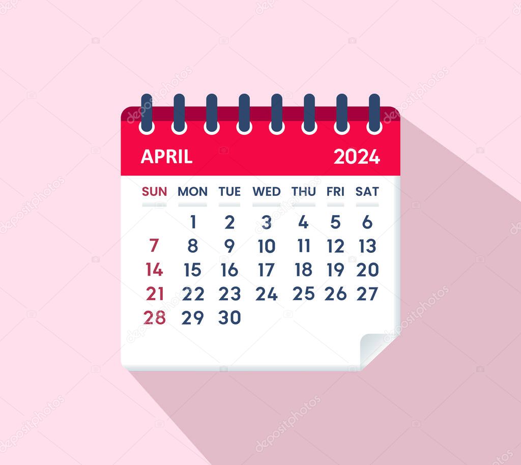 Abril 2024 Hoja De Calendario Calendario 2024 En Estilo Plano 2023