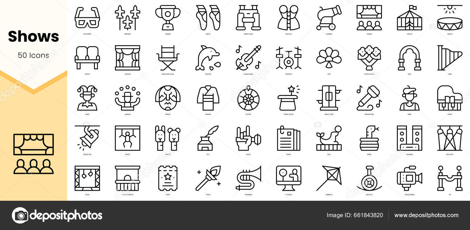 Set Shows Icons Simple Line Art Style Icons Pack Vector Stock Vector by ... Set Shows Icons Simple Line Art Style Icons Pack Vector Stock Vector by ...