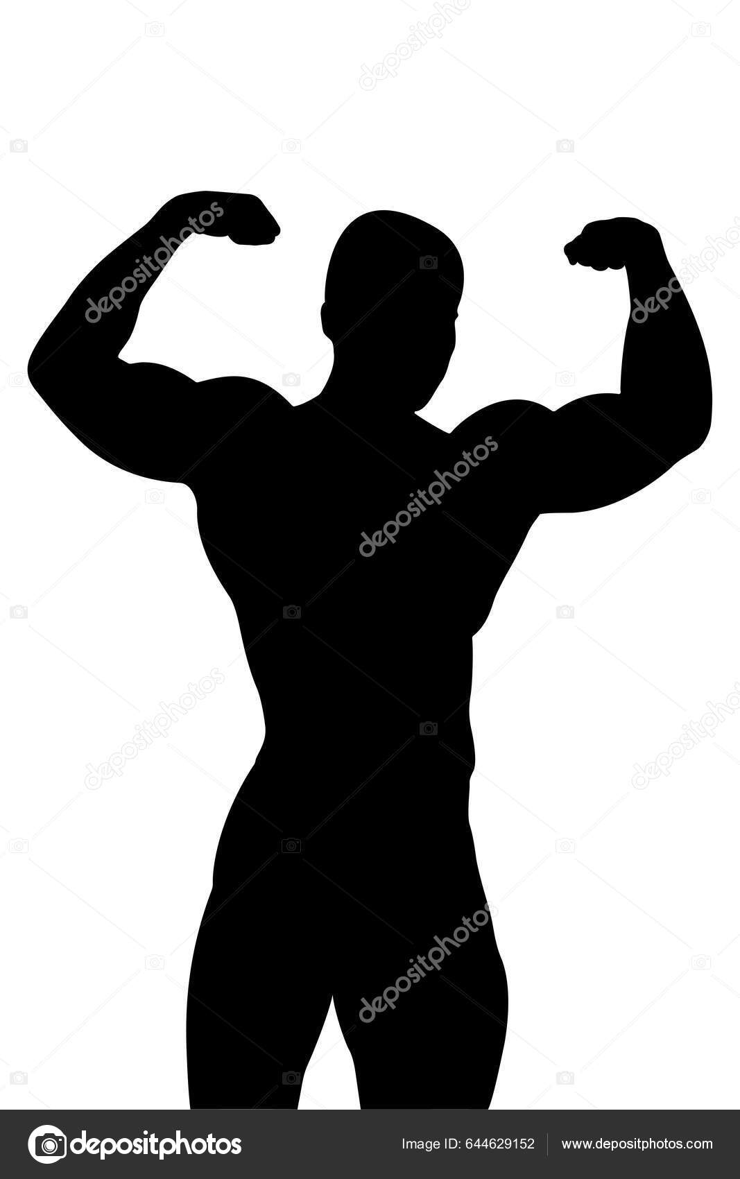 Athletic Bodybuilder Pose Double Biceps Black Silhouette Stock Vector by ©realsports 644629152