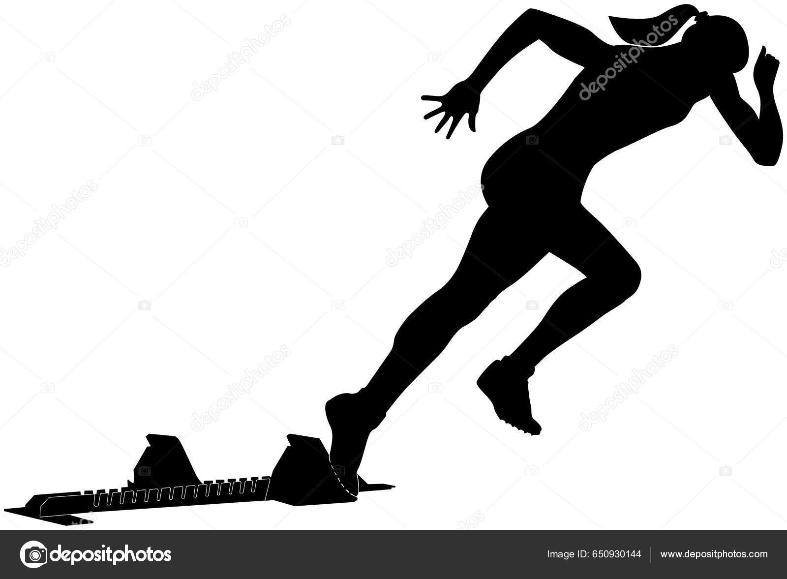 Start Female Runner Starting Blocks Sprint Race Stock Vector by ...