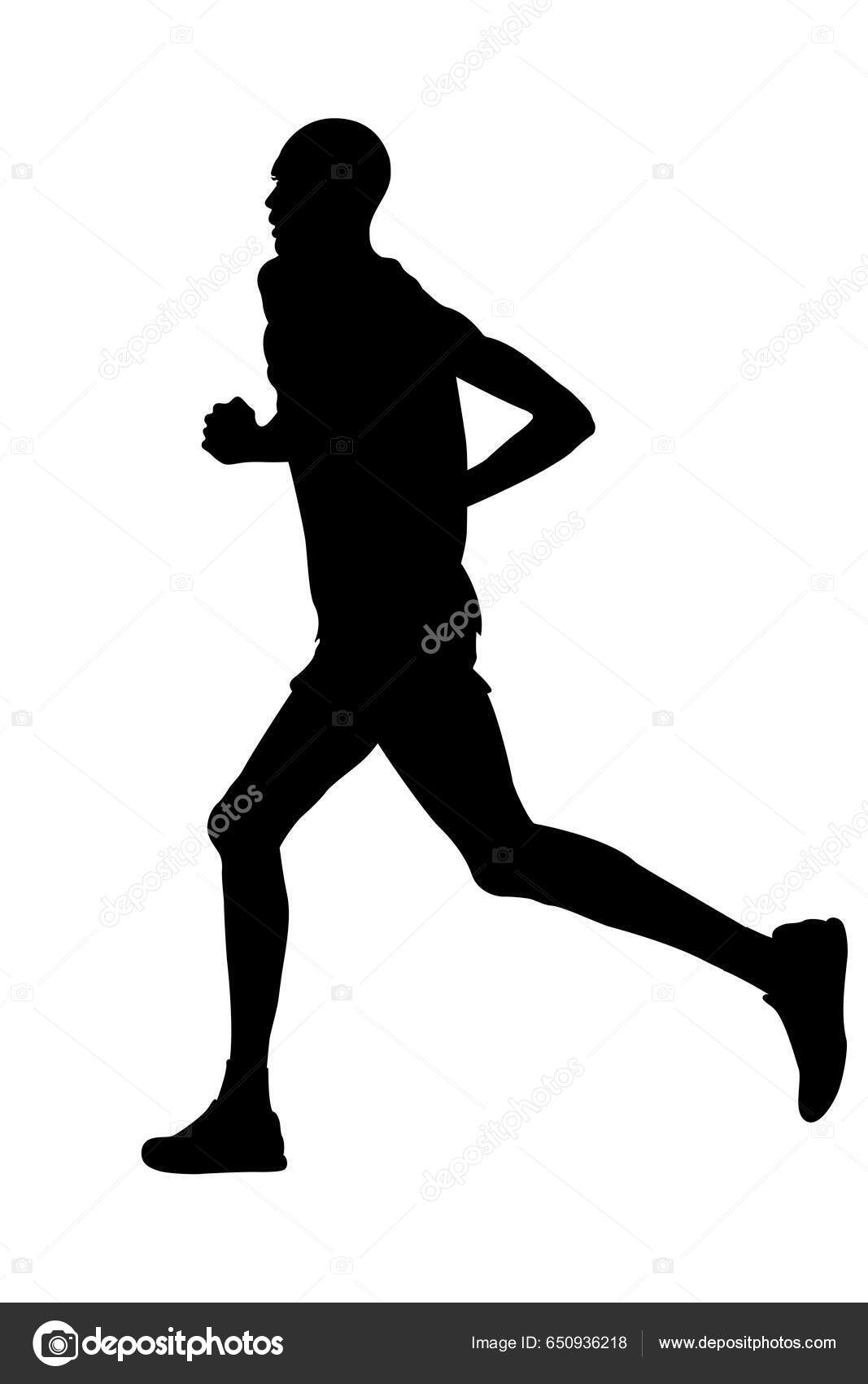 Negro Silueta Keniano Corredor Hombre Corriendo Maratón Sobre Fondo ...