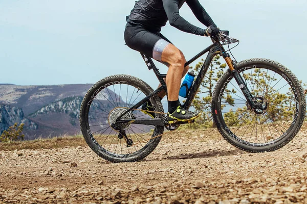 Cross Country Cycling Athlete Cyclist Riding Mountain Bike Uphill ...