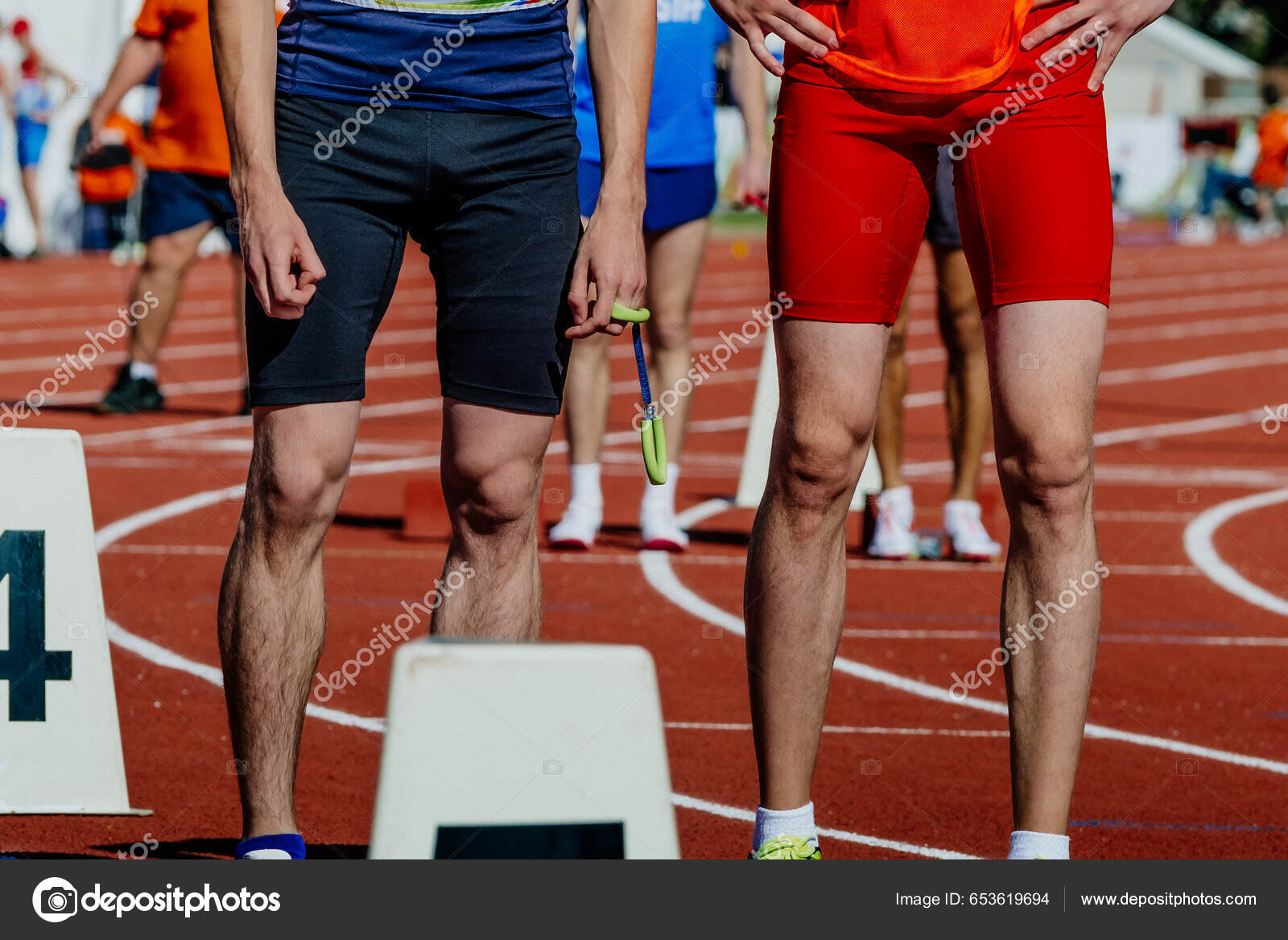 Blind Para Athlete Runner Guide Starting Line Sprint Race Hand — Stock ...