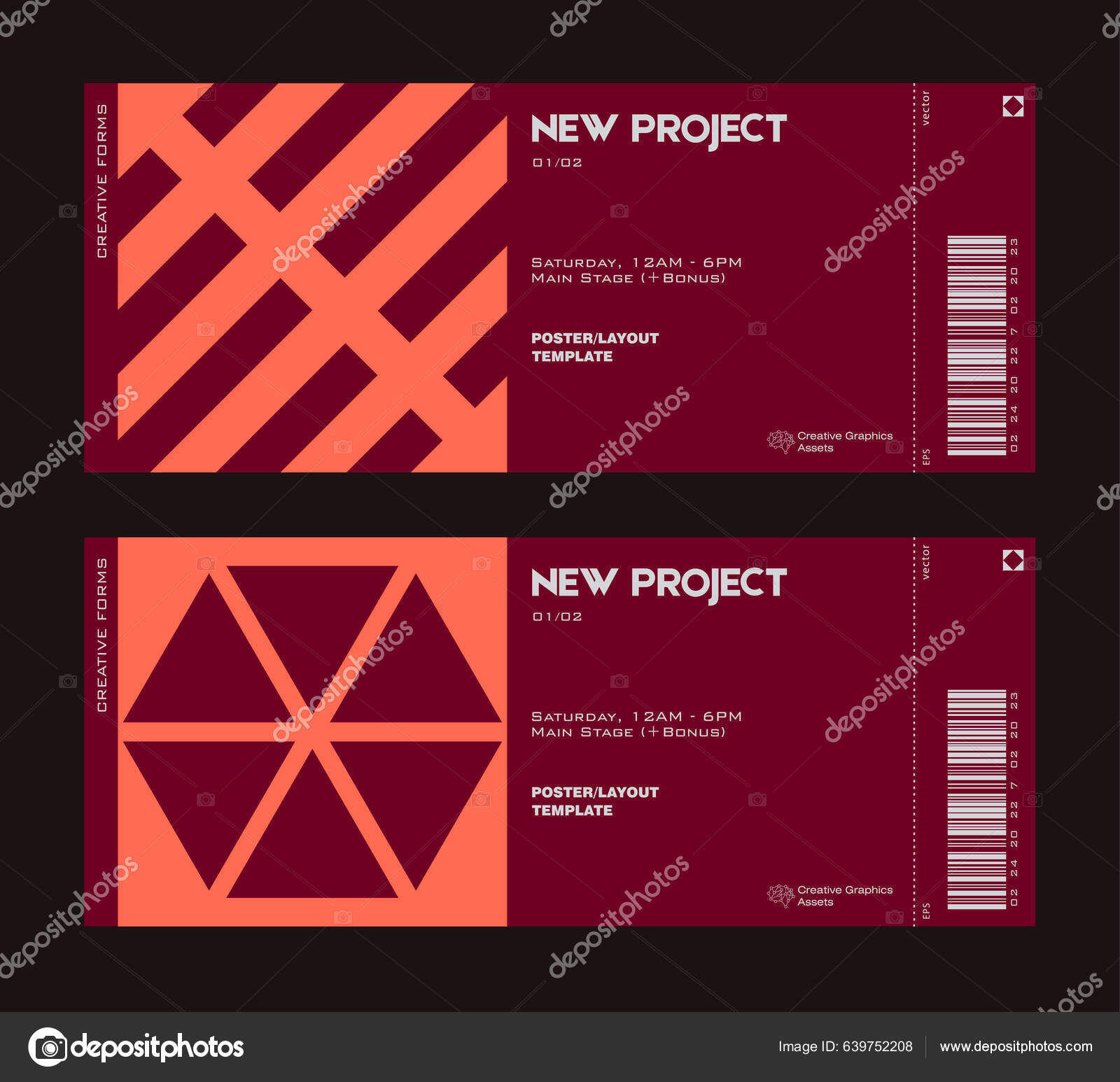 Ticket Vector Template Layout Abstract Vector Geometric Shapes ...