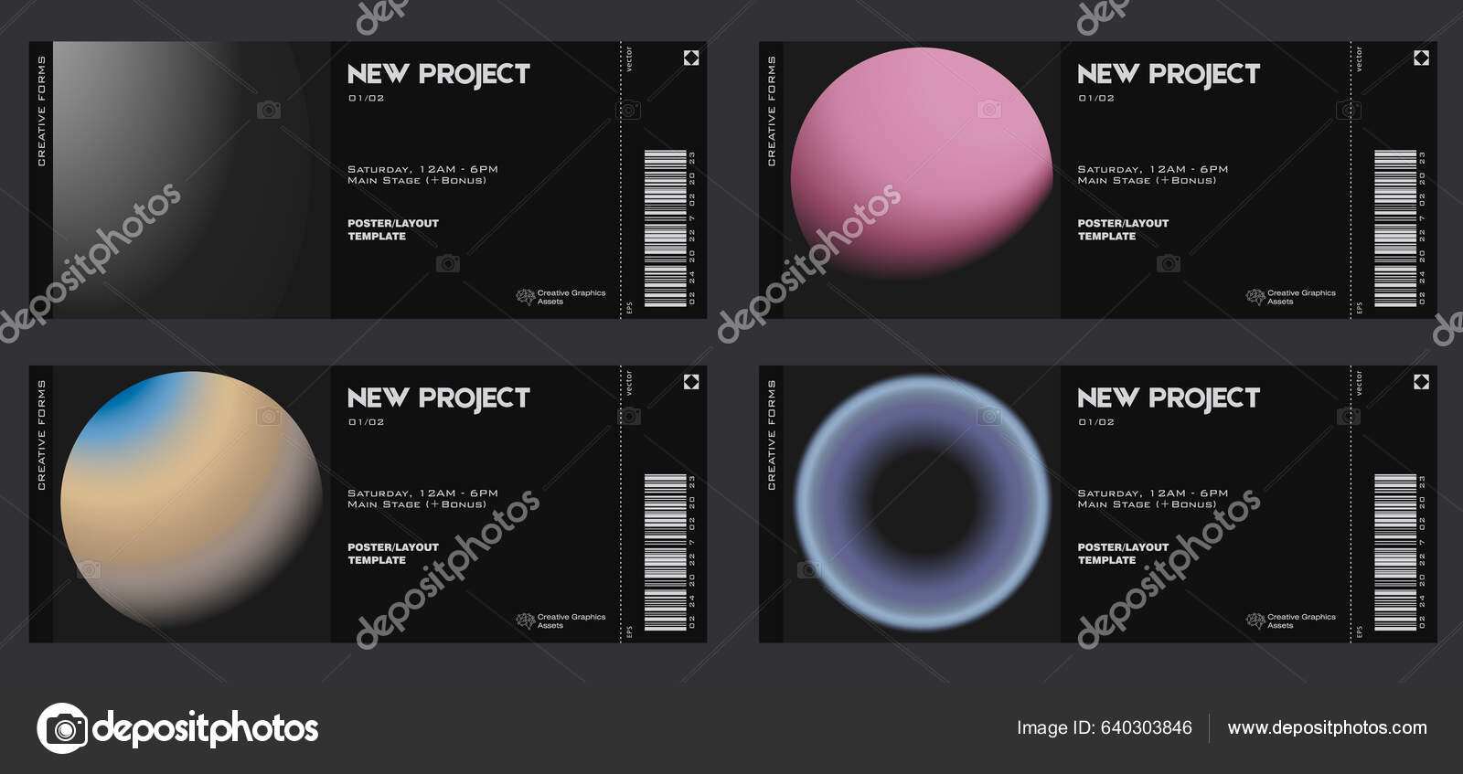Gradient Aesthetic Art Modern Ticket Design Collection Template Set ...