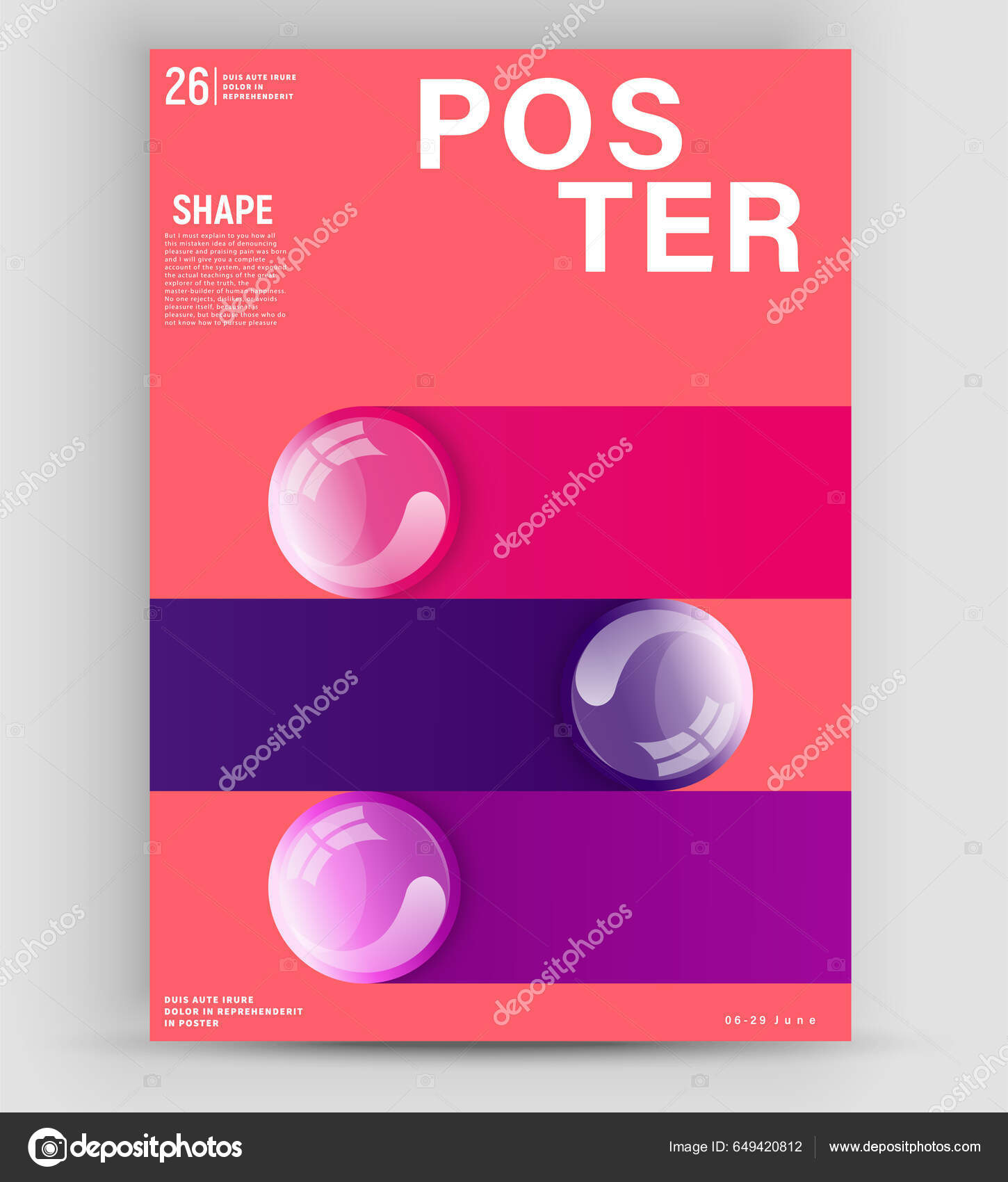 Vector Leaflet Design Template Variety Colors Bright Realistic Spheres ...