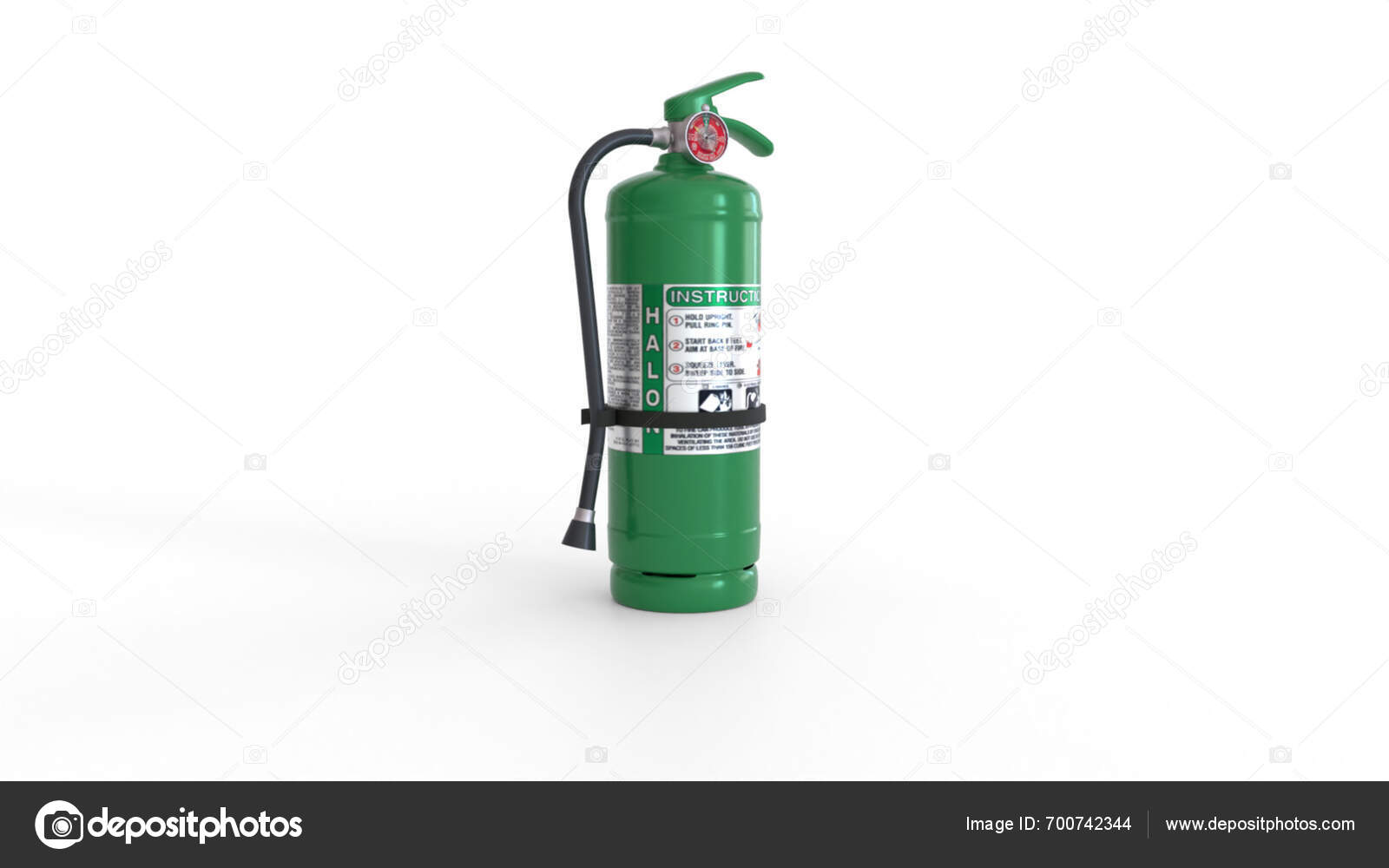 Fire Extinguisher Green Tank Halon Rendering Isolated White Background ...