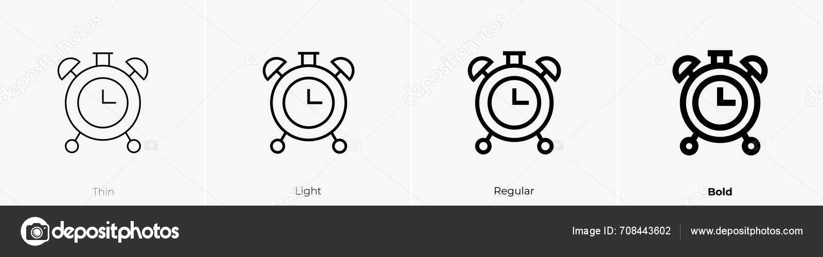 Alarm Clock Icon Thin Light Regular Bold Style Design Isolated Stock Vector by ©DuoWalker 708443602