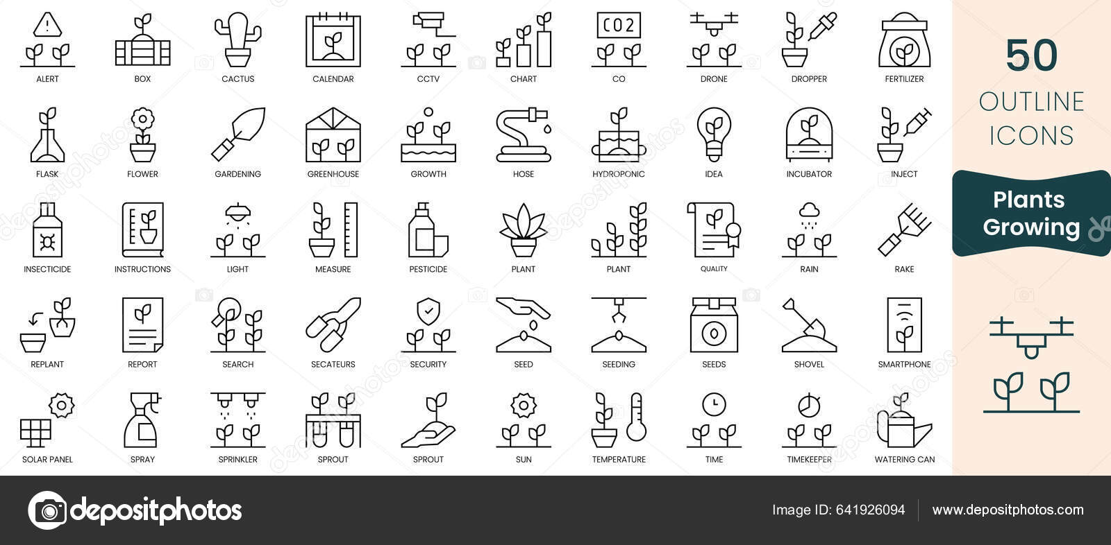 Set Plants Growing Icons Thin Linear Style Icons Pack Vector Stock Vector by ©Hondicone 641926094