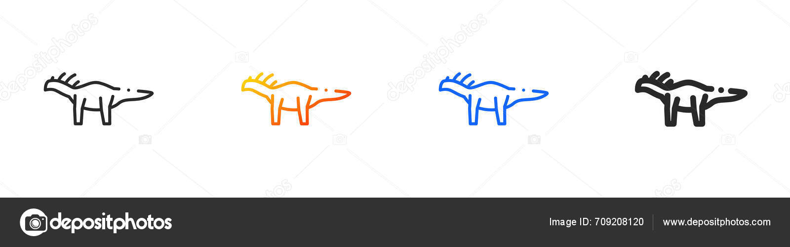Amargasaurus Icon Thin Linear Gradient Blue Stroke Bold Style Design Stock Vector by ©Hondicone ...