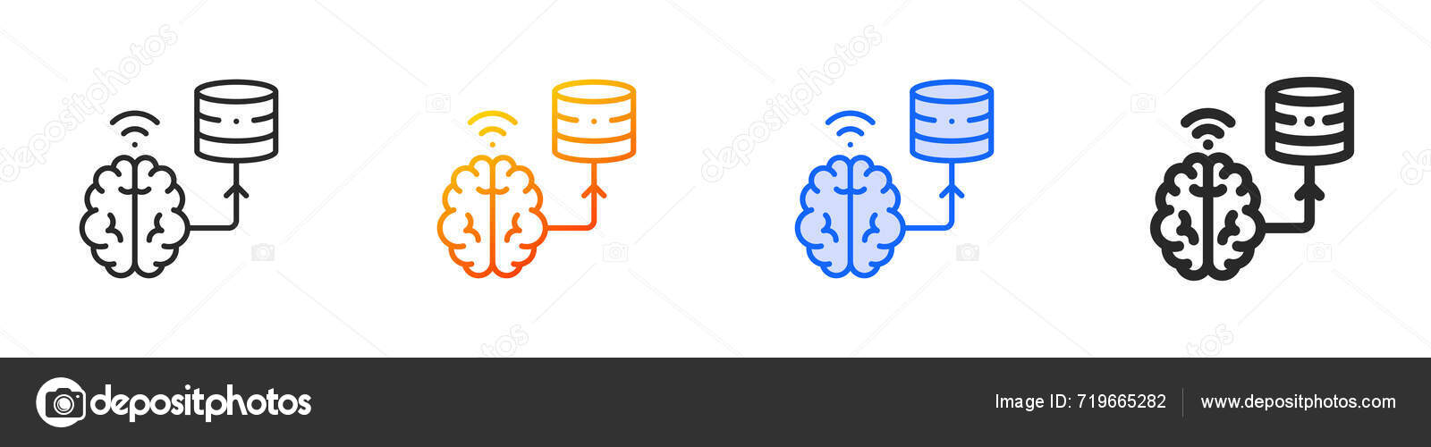 Brain Server Icon Thin Linear Gradient Blue Stroke Bold Style Stock ...