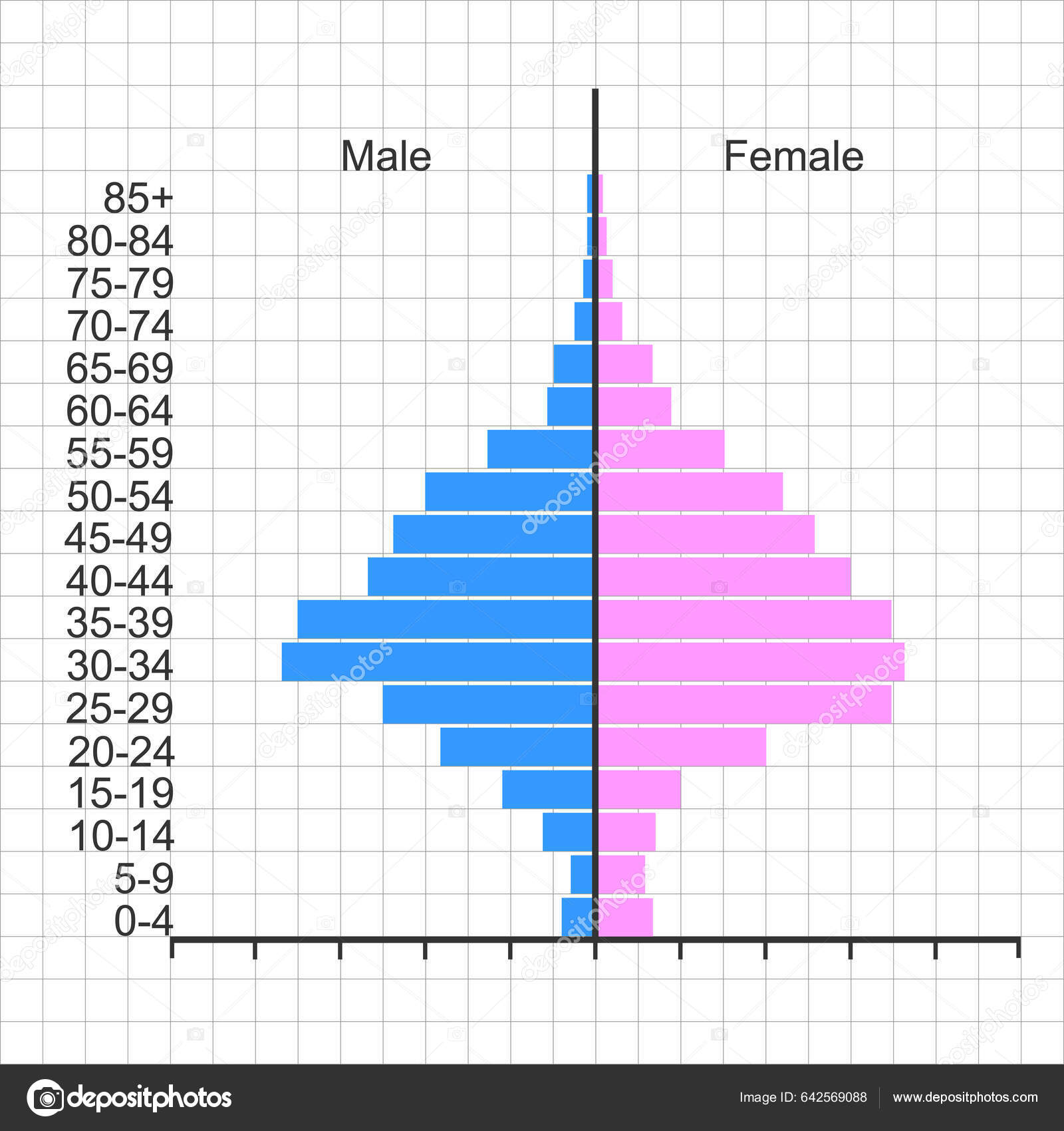 Population Pyramid Template Sample Age Structure Diagram Isolated White ...