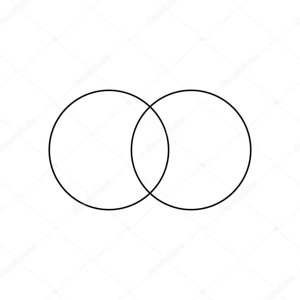 Diagrama de Otline Venn con 2 círculos superpuestos. Relación ...