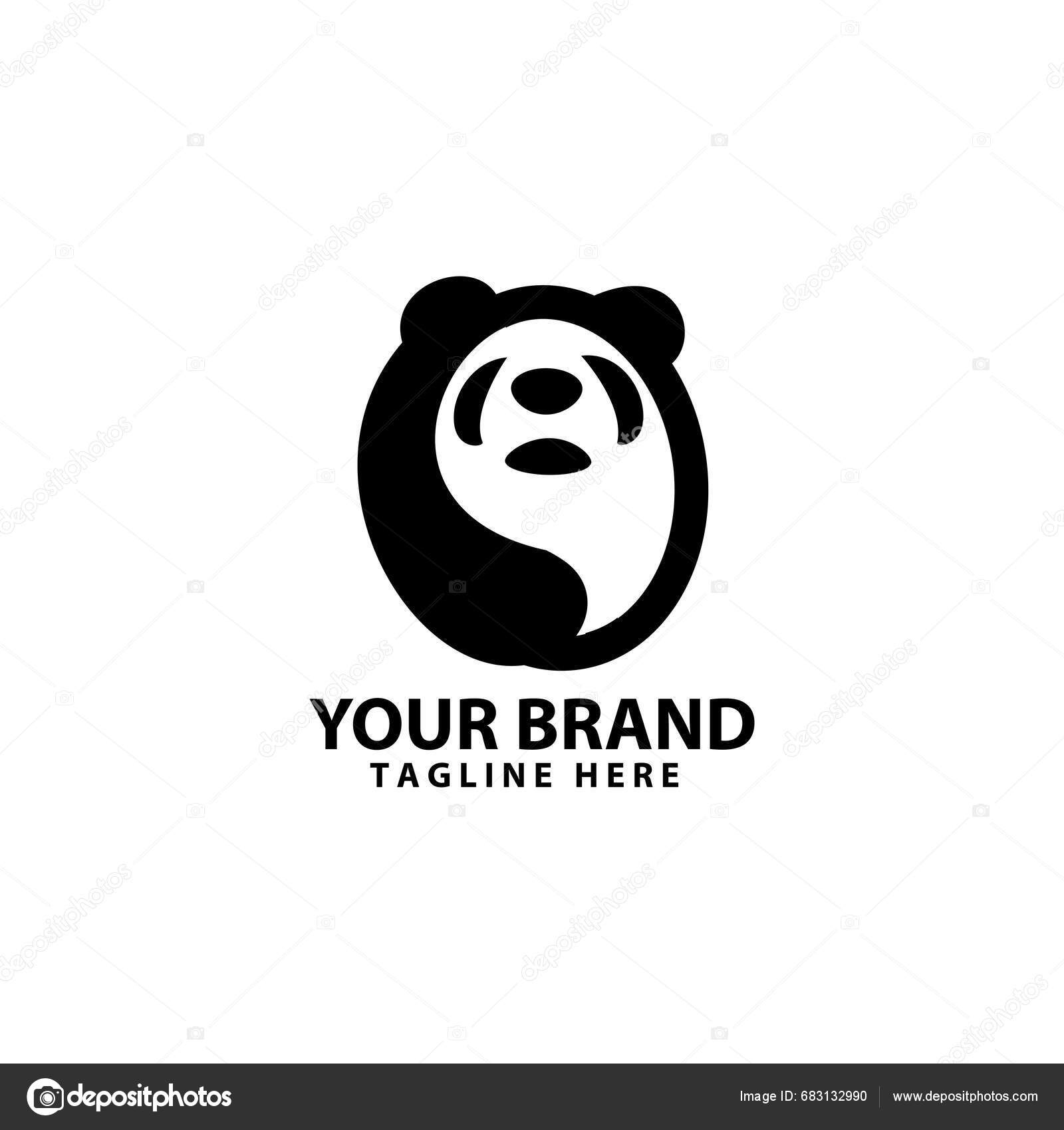 Panda Bear Silhouette Logo Design Vector Template Funny Lazy Logo Stock ...