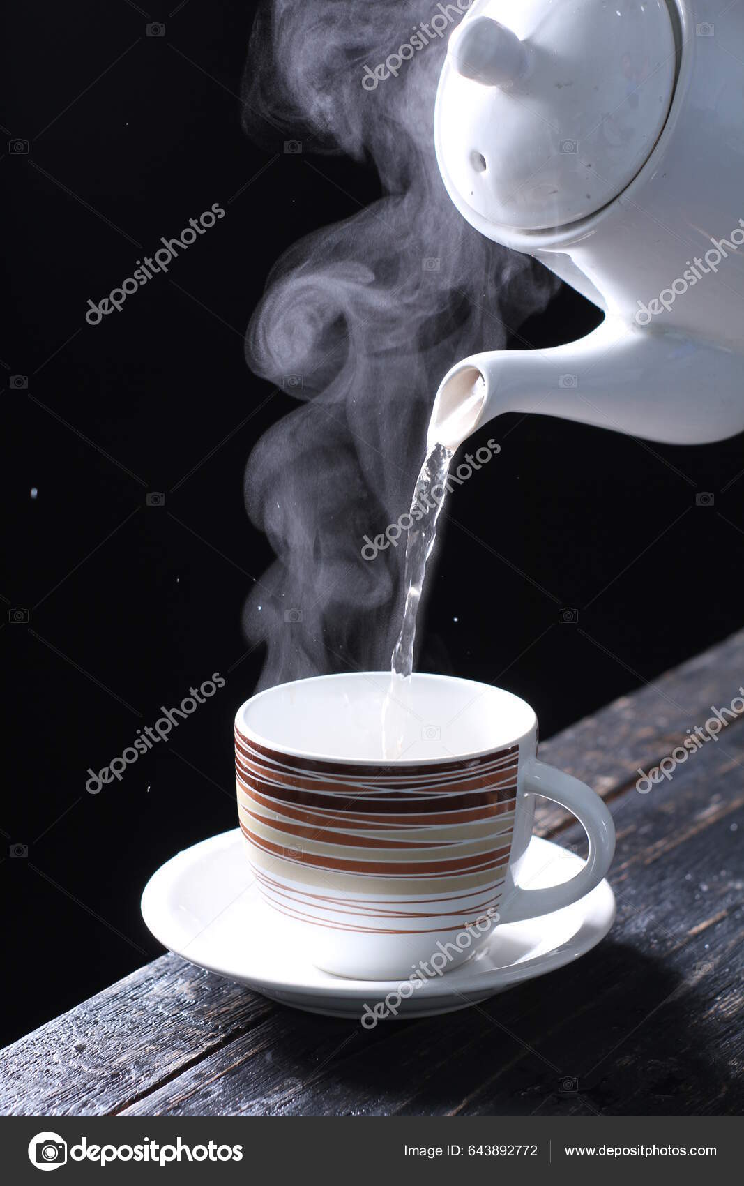 Tea Aromatic Beverage Prepared Pouring Hot Boiling Water Cured Fresh ...