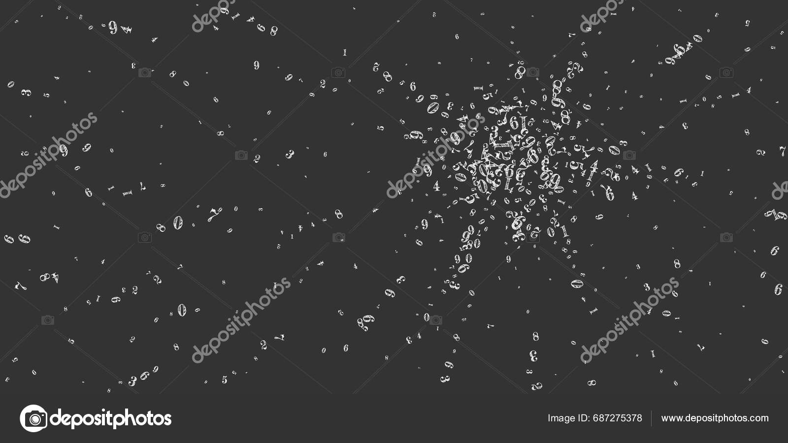 Scattered Numbers White Chalk Digits Flying Chaotic Back School ...
