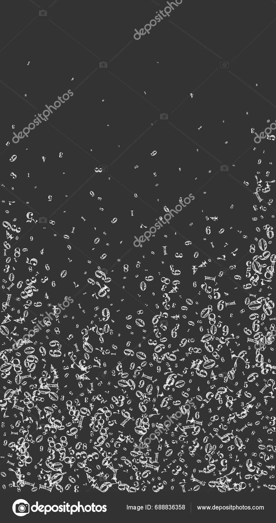 Scattered Numbers White Chalk Digits Flying Chaotic Back School ...