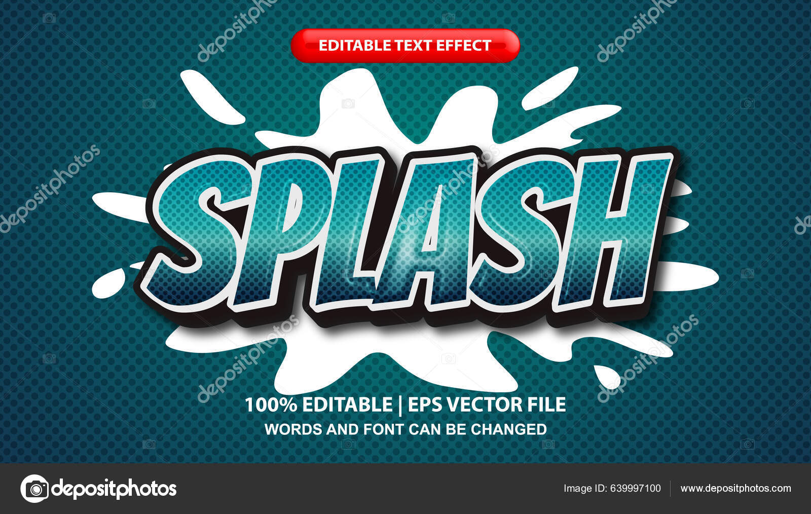 Splash Text Editable Text Effect Template Comic Style Water Splash ...