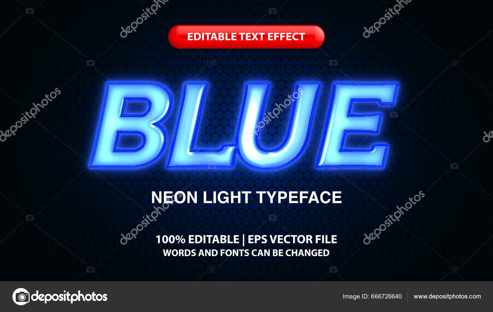 Blue Editable Text Effect Template Neon Light Futuristic Text Style Stock Vector by ...