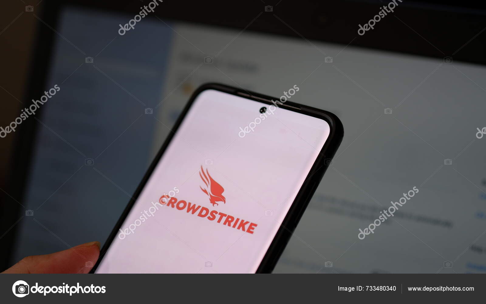 Logo Crowdstrike Con Portátil Window Yakarta Julio 2024 — Foto ...