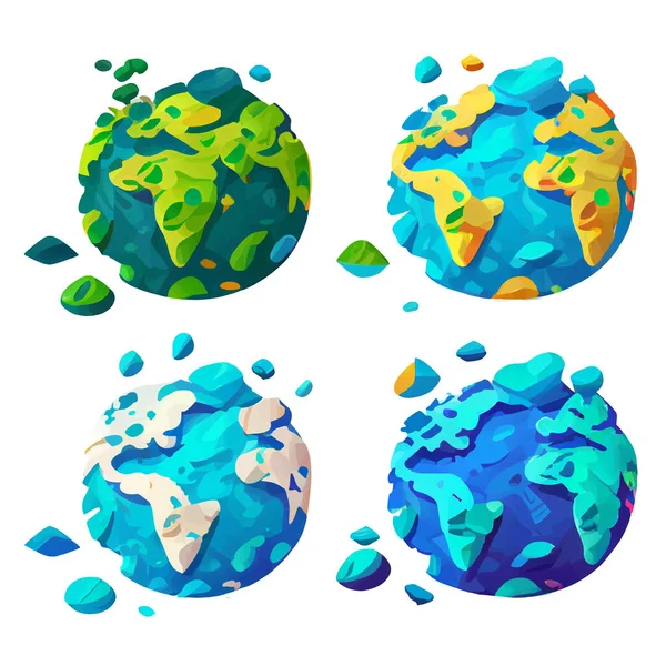 Set Vector Illustration Isolation Earth Planet Hands White Background ...