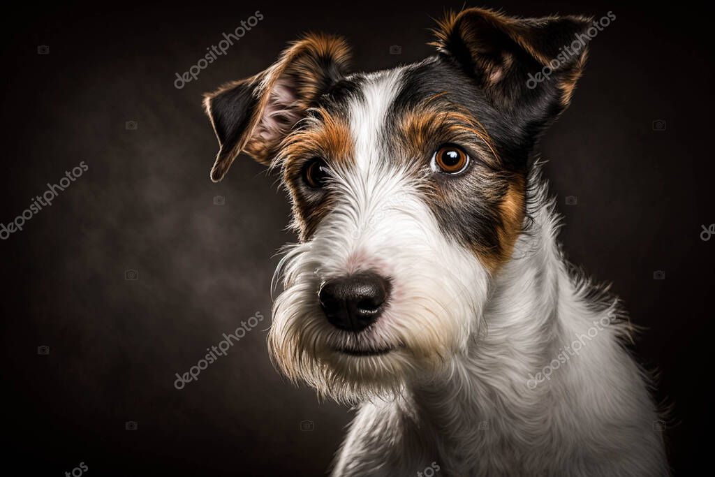Adorable Fox Terrier on Dark Background: Capturing the Playful and ...