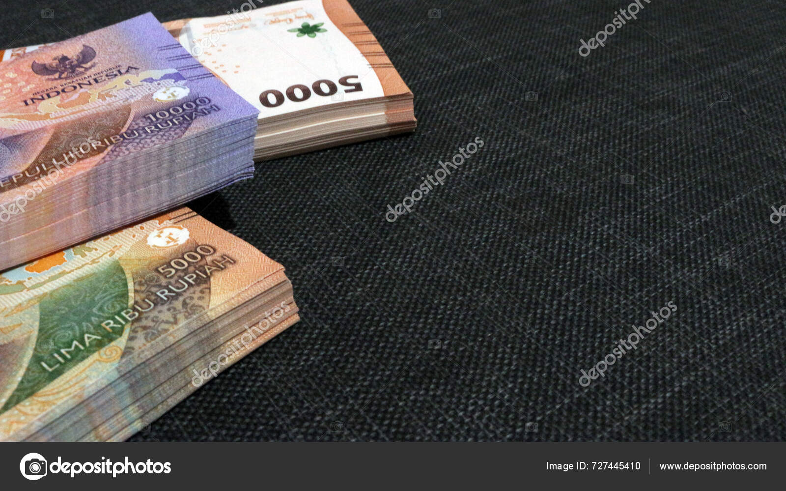 Stack Indonesian Currency Isolated Black Background — Stock Photo ...