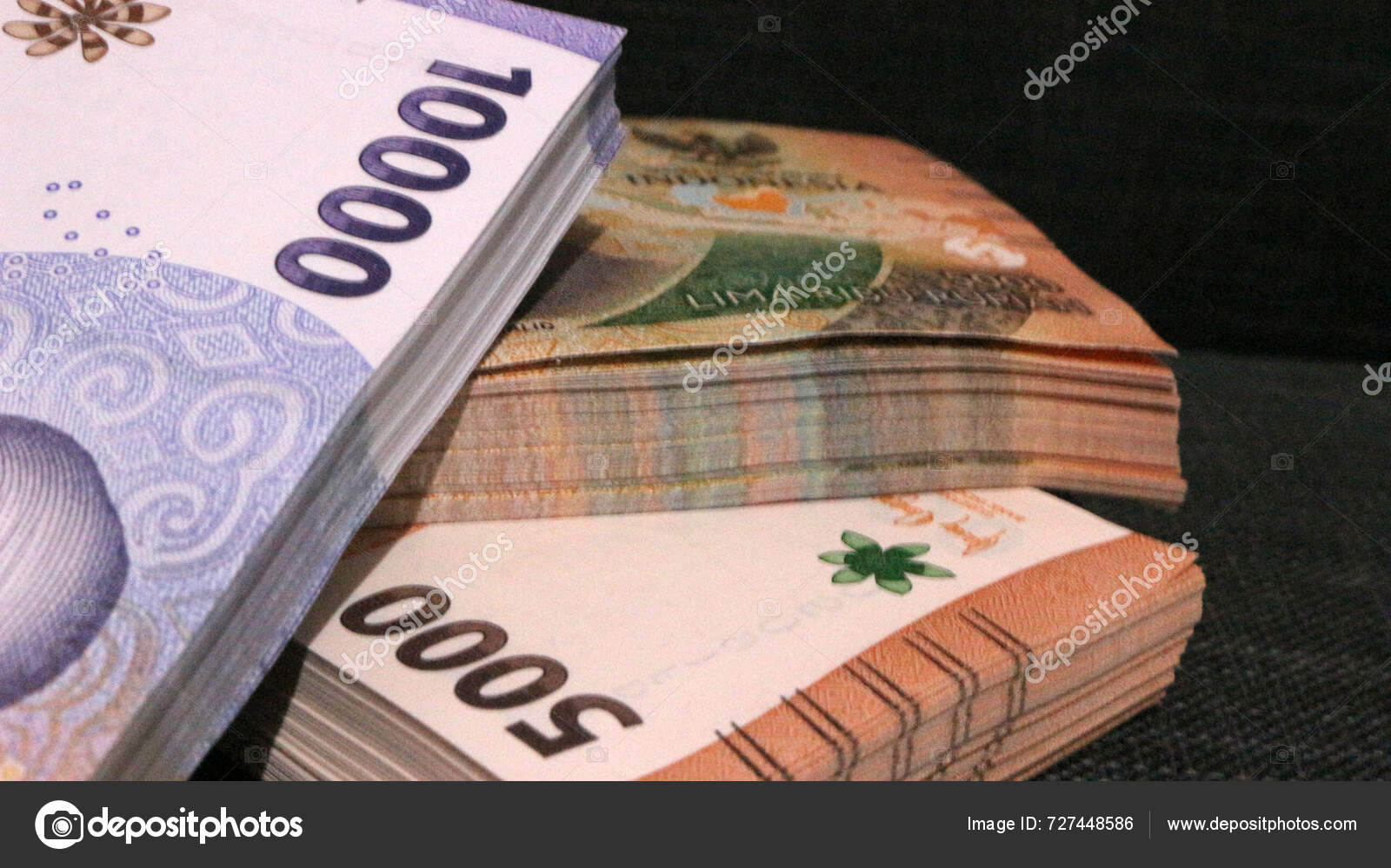 Stack Indonesian Currency Isolated Black Background — Stock Photo ...