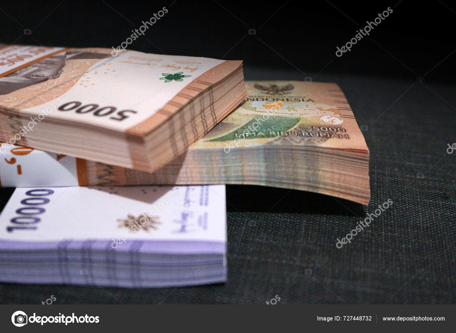 Stack Indonesian Currency Isolated Black Background — Stock Photo ...