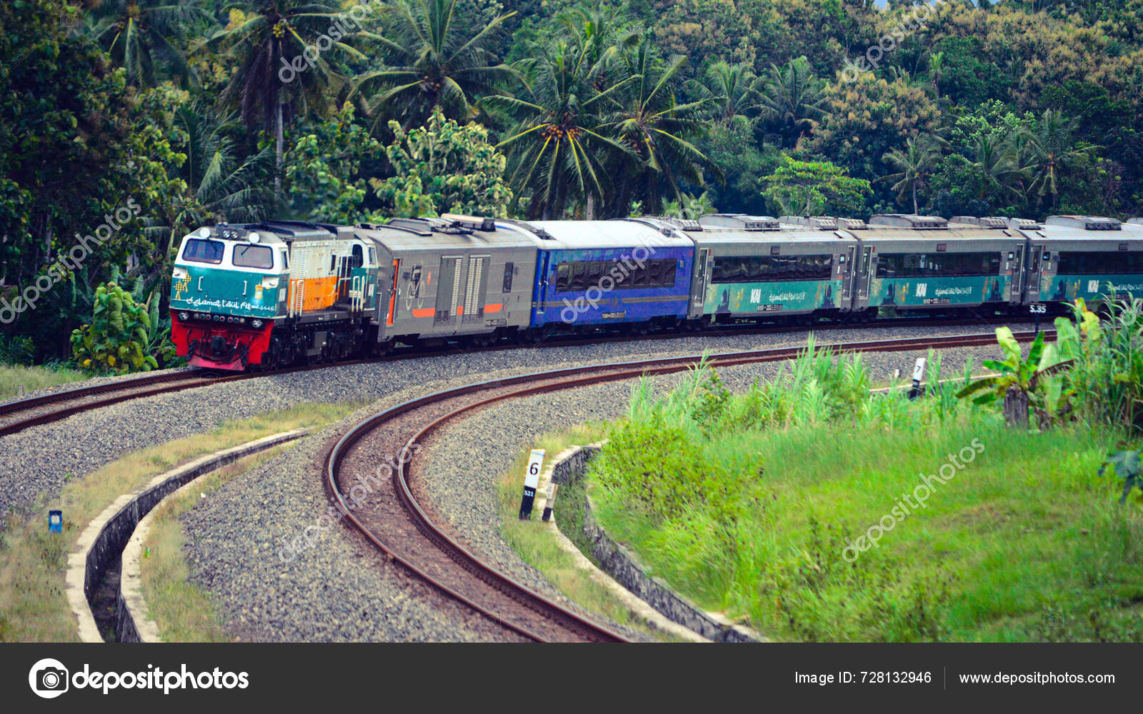View Passenger Train Moving Rural Hilly Area Two Train Lines — Stock ...