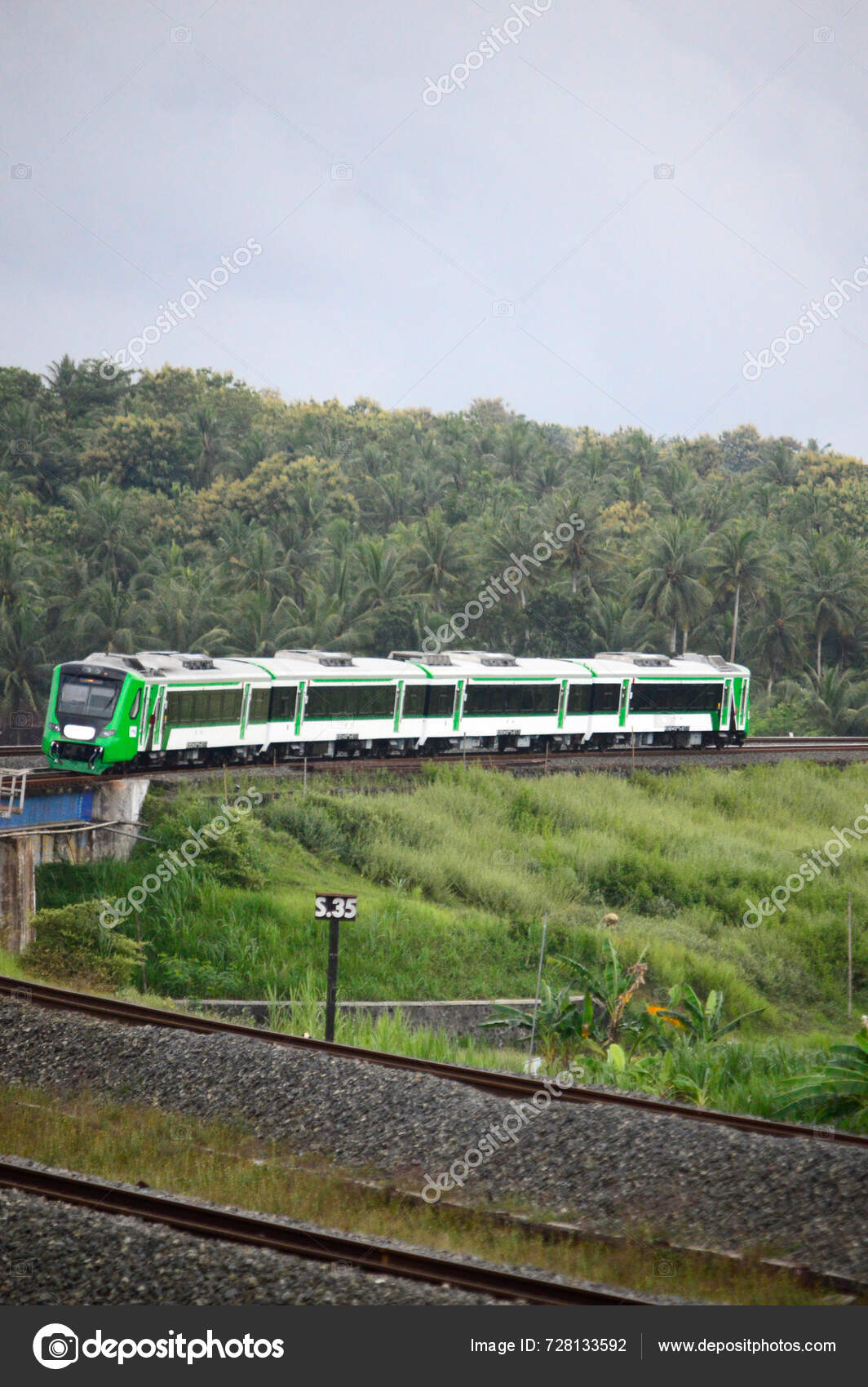 View Passenger Train Moving Rural Hilly Area Two Train Lines — Stock ...