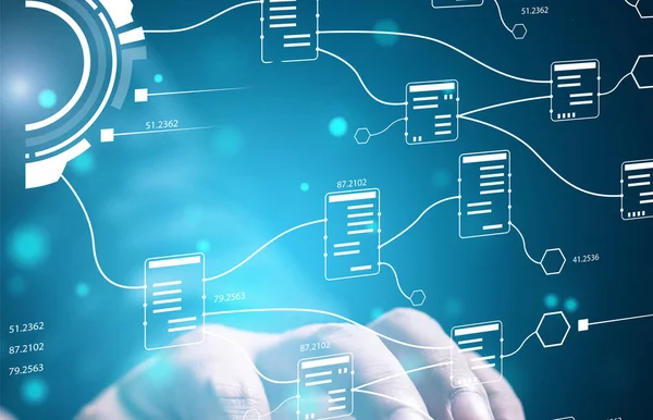 technology background. Node connection multi processing. High quality ...