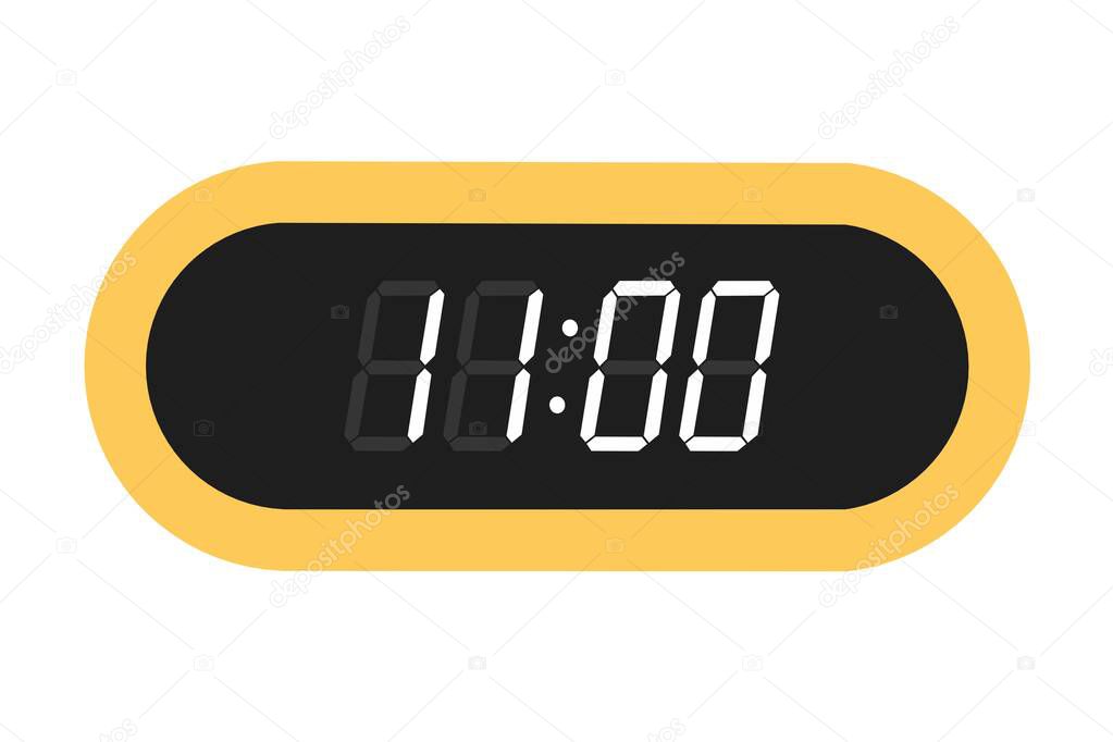 Ilustración plana vectorial de un reloj digital que muestra 11.00 ...