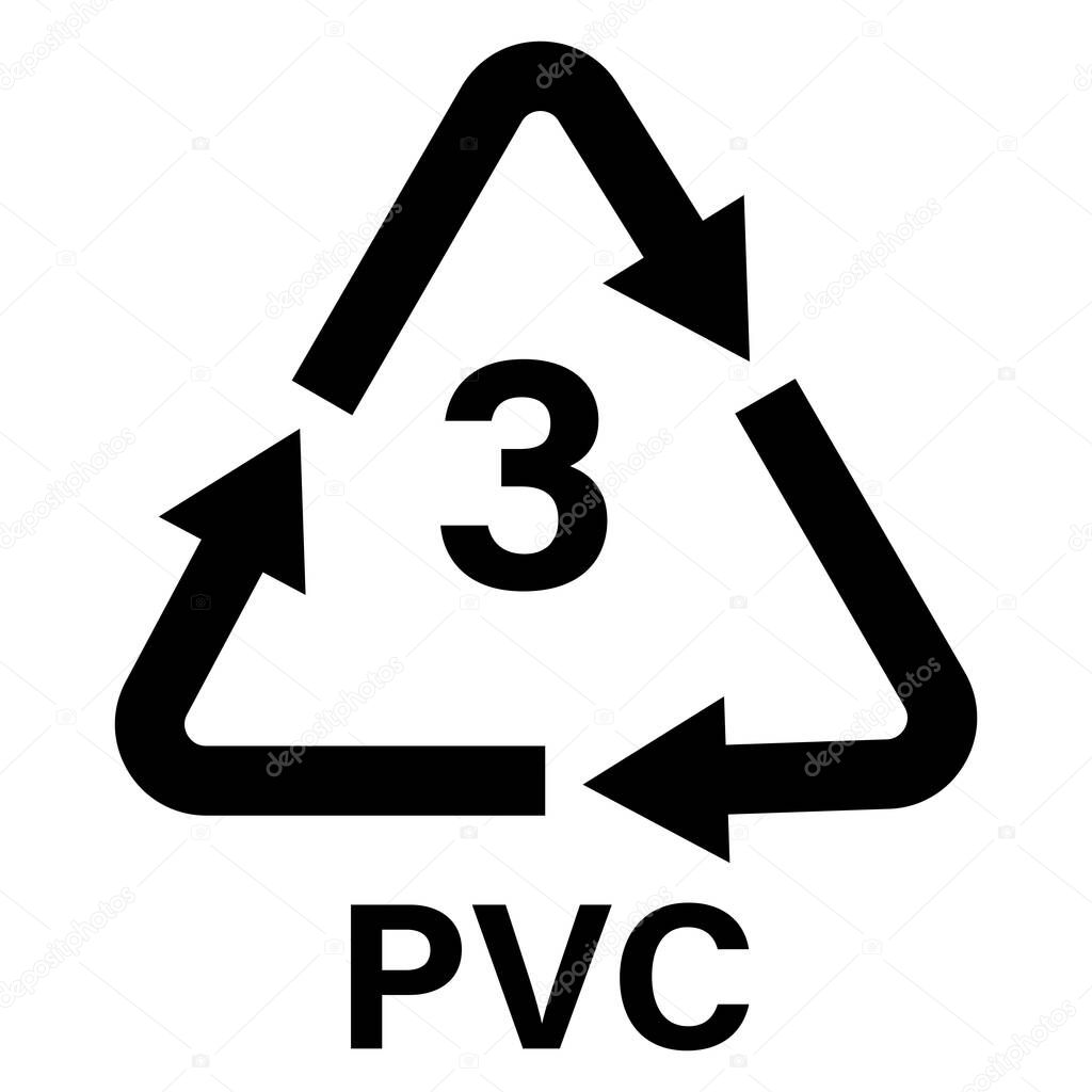 Símbolo de reciclaje de plástico PVC 3 vector ilustración. Código de ...