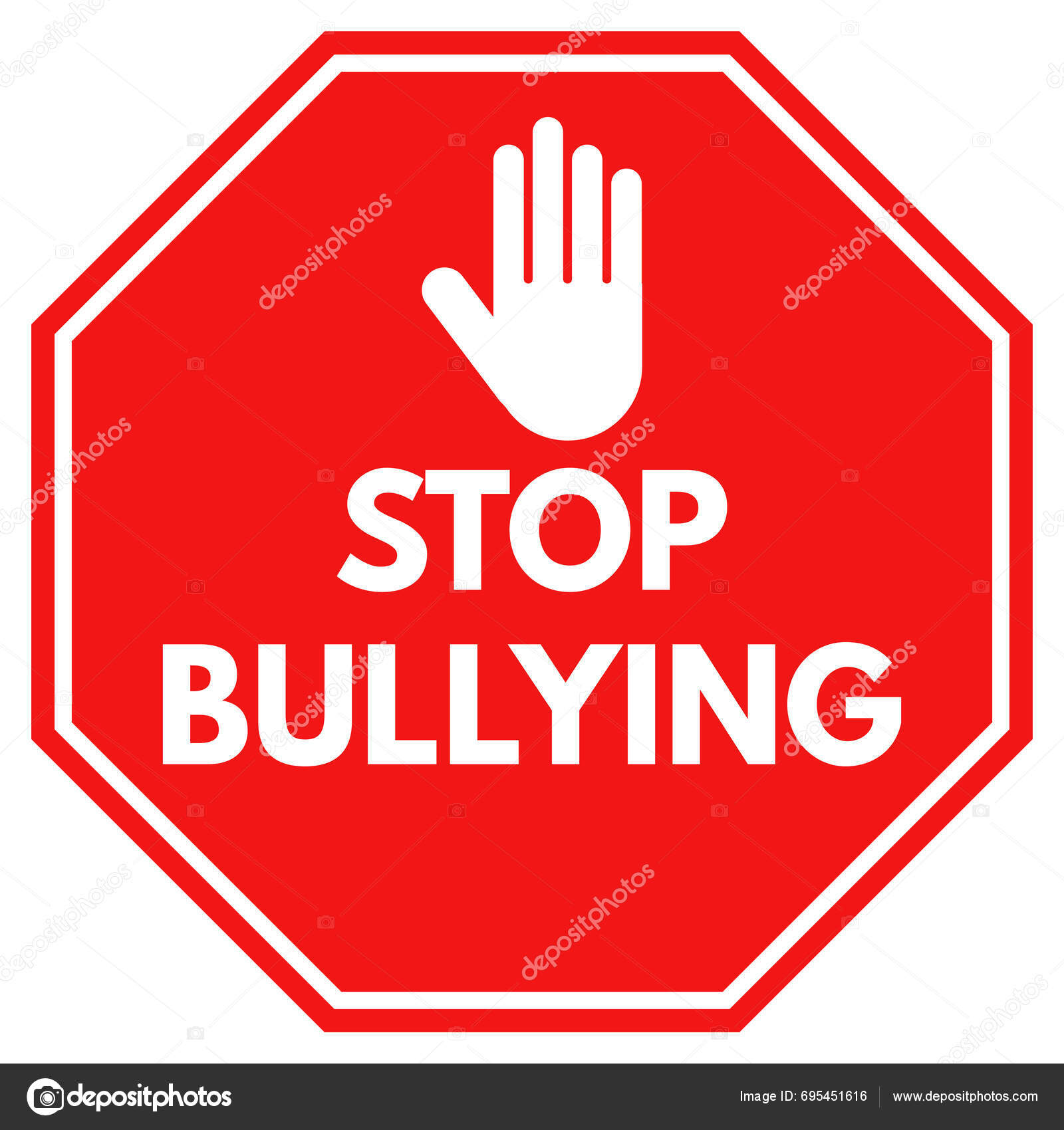Stop Bullying Sign Stop Hand Isolated White Background Vector ...