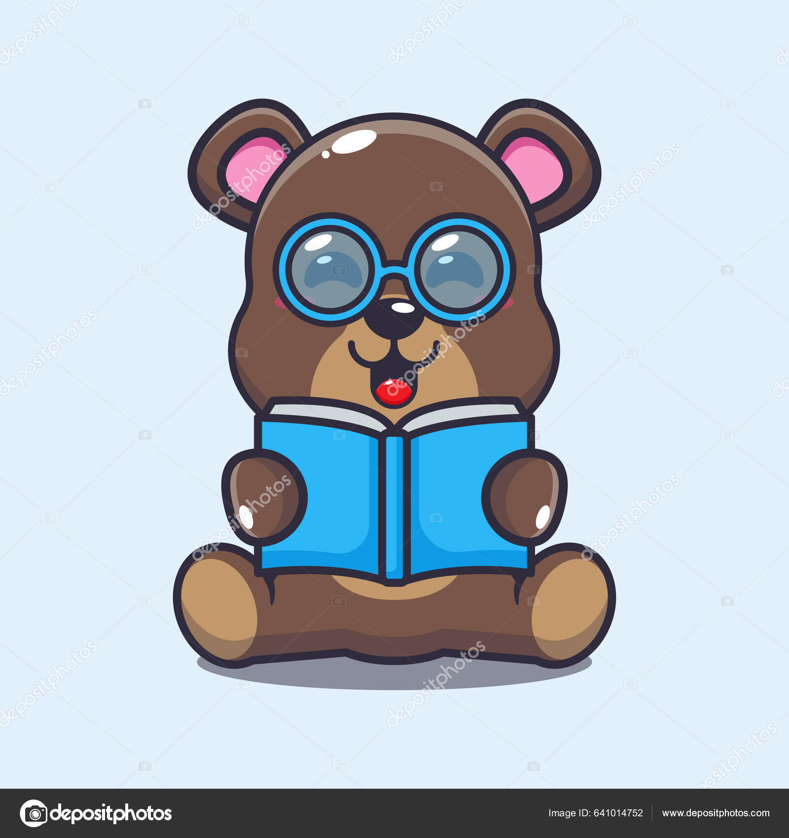 Cute Bear Reading Book Cartoon Vector Illustration Vector Cartoon ...
