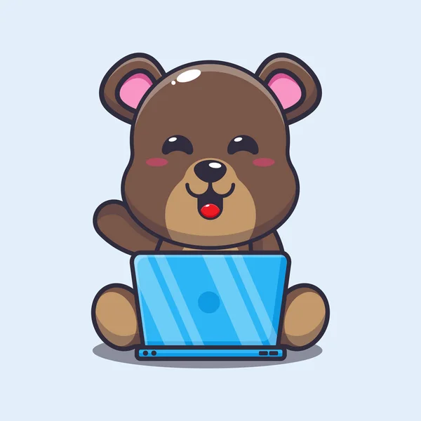 Cute Bear Cartoon Vector Illustration Hugging Earth Vector Cartoon ...