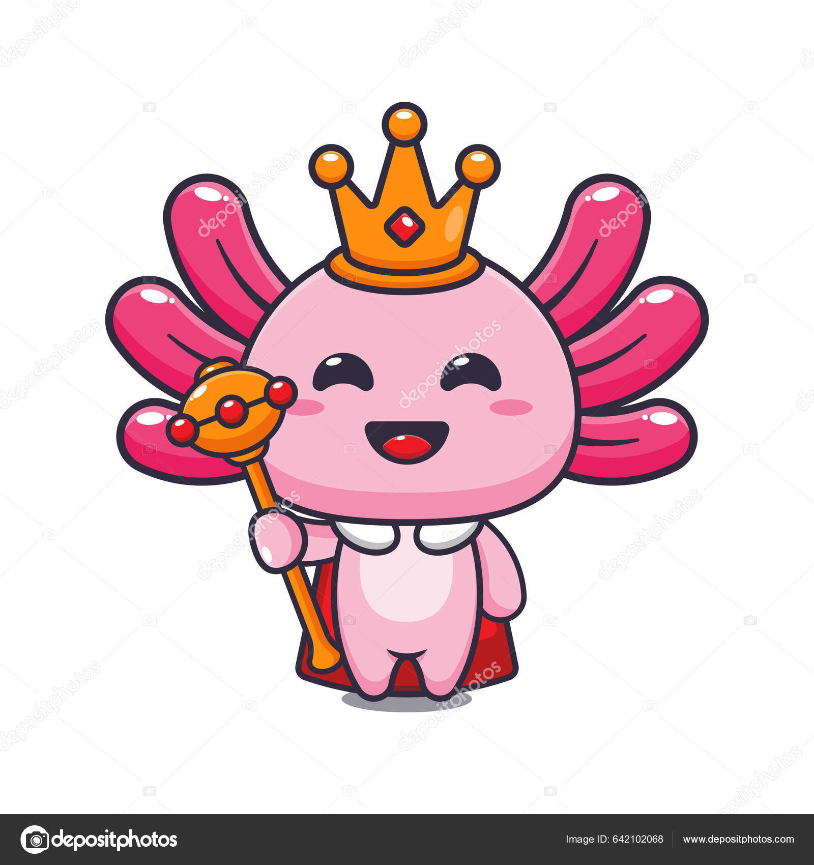 Cute Axolotl King Cartoon Vector Illustration Stock Vector by ...