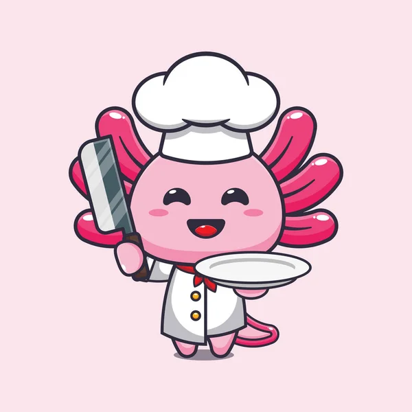 Cute Chef Beaver Holding Knife Plate Vector Cartoon Illustration ...