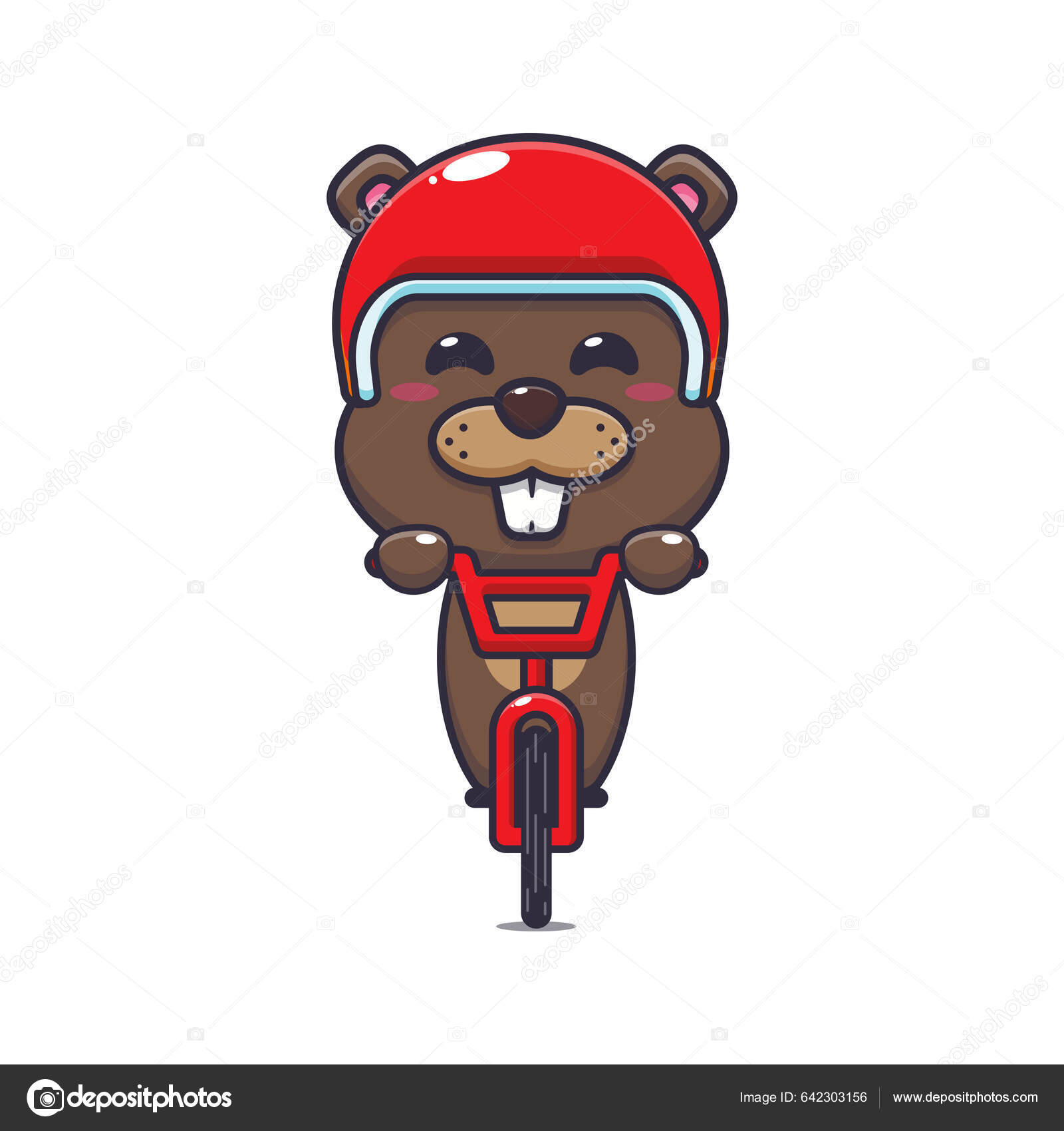 Cute Beaver Ride Bicycle Cartoon Vector Illustration Suitable Poster ...