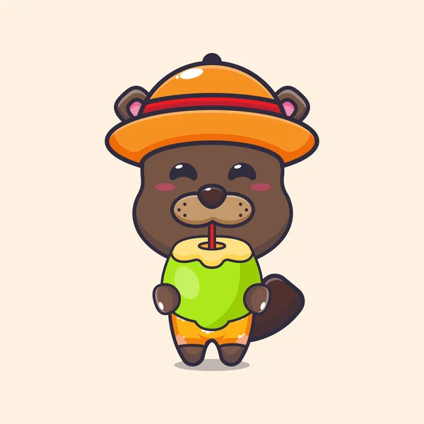 Cute Chef Beaver Cake Cartoon Vector Illustration Vector Cartoon ...