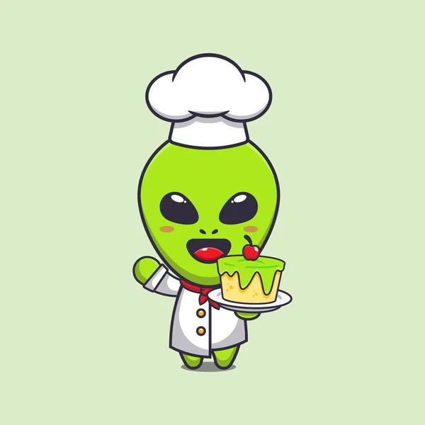 Cute Chef Alien Cartoon Vector Illustration Vector de stock #643289374 ...