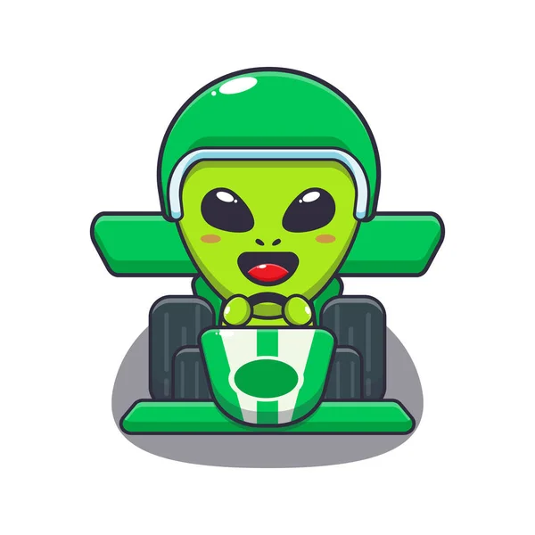 Cute Alien Ride Scooter Cartoon Vector Illustration Suitable Poster ...
