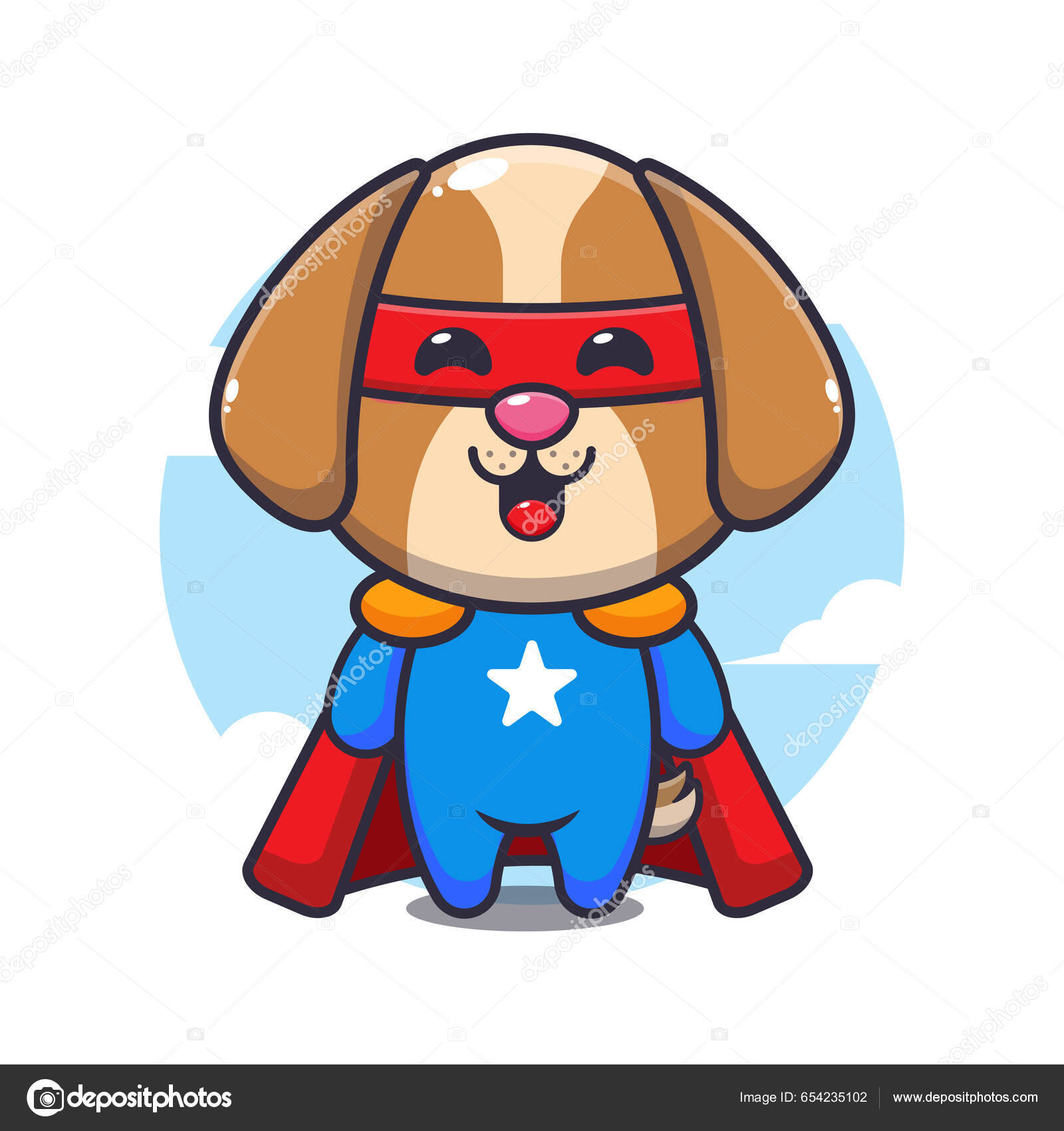 Vettoriale stockCarino Super Cane Cartone Animato Vettoriale ...