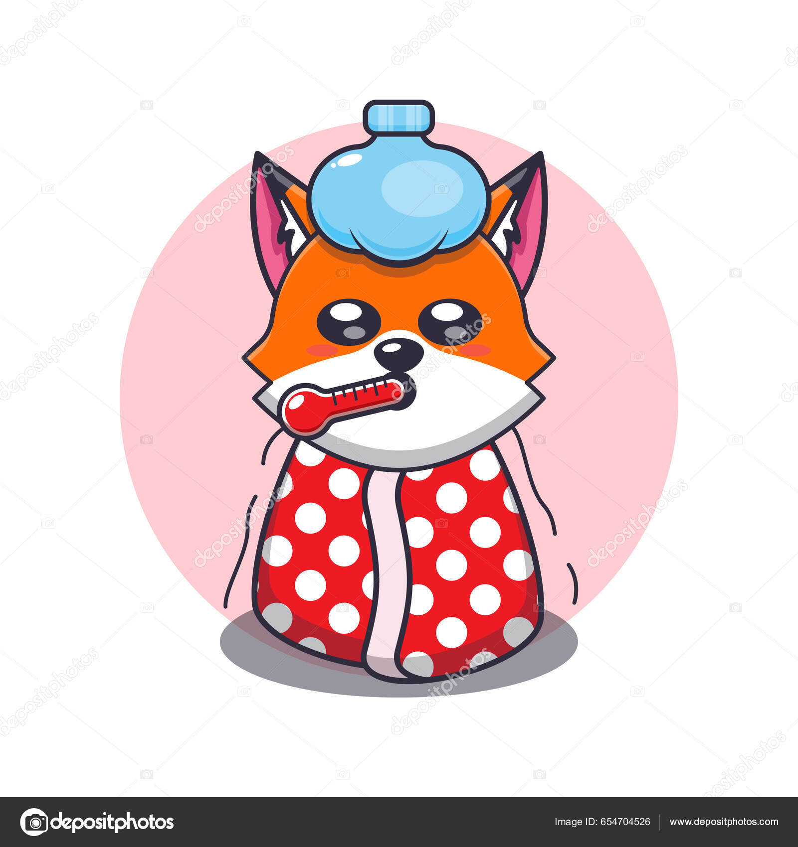 Lindo Zorro Está Enfermo Ilustración Vector Dibujos Animados Vector de ...