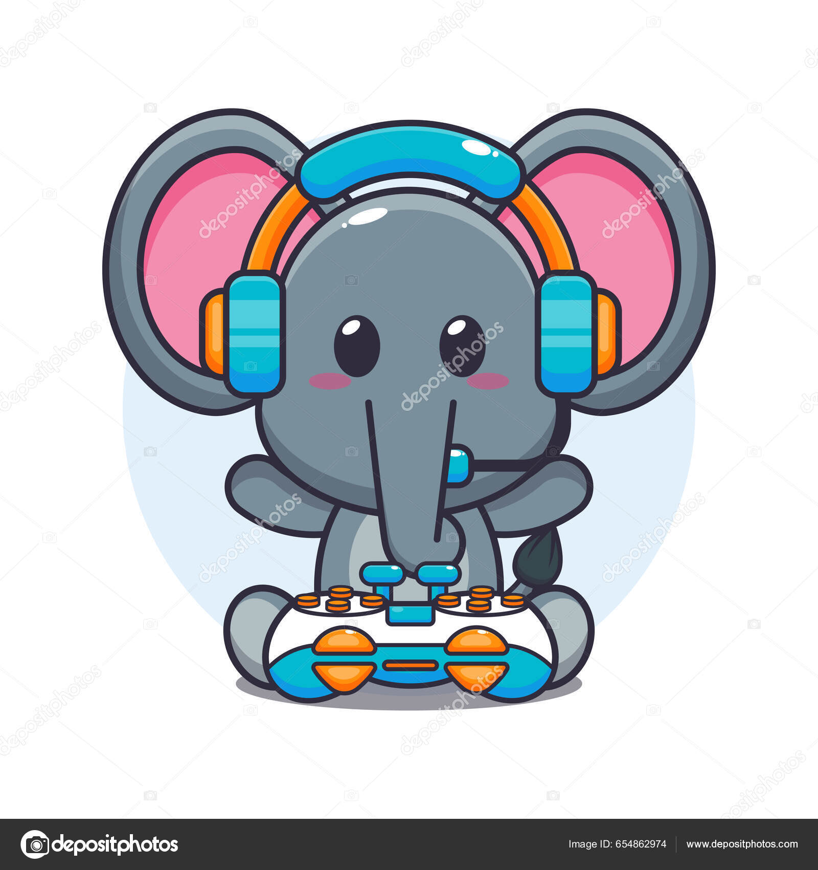 Bonito Elefante Gamer Cartoon Vetor Ilustração Vetor de ©Artprodite ...