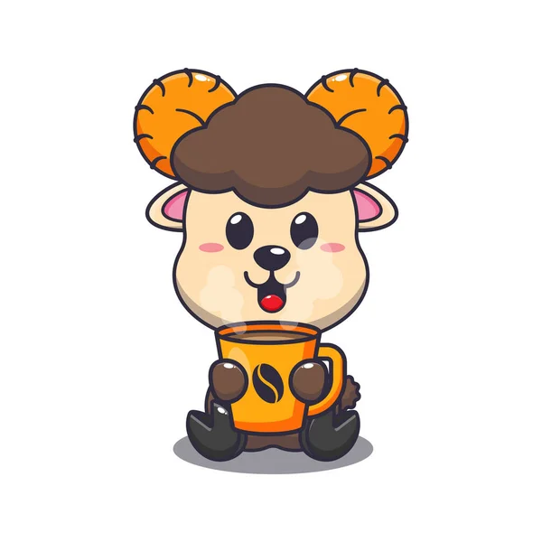 Cute Sheep Hot Coffee Cartoon Vector Illustration Stock Vector by ...