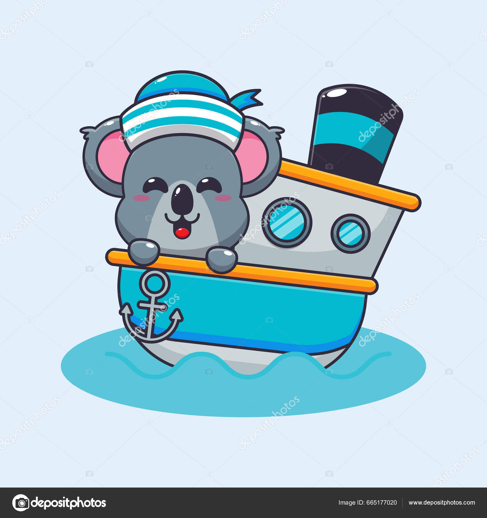 Cute Koala Mascot Cartoon Character Ship Vector Cartoon Illustration ...