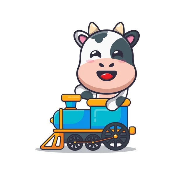 Cute Bull Ride Car Cartoon Vector Illustration Vector Cartoon ...